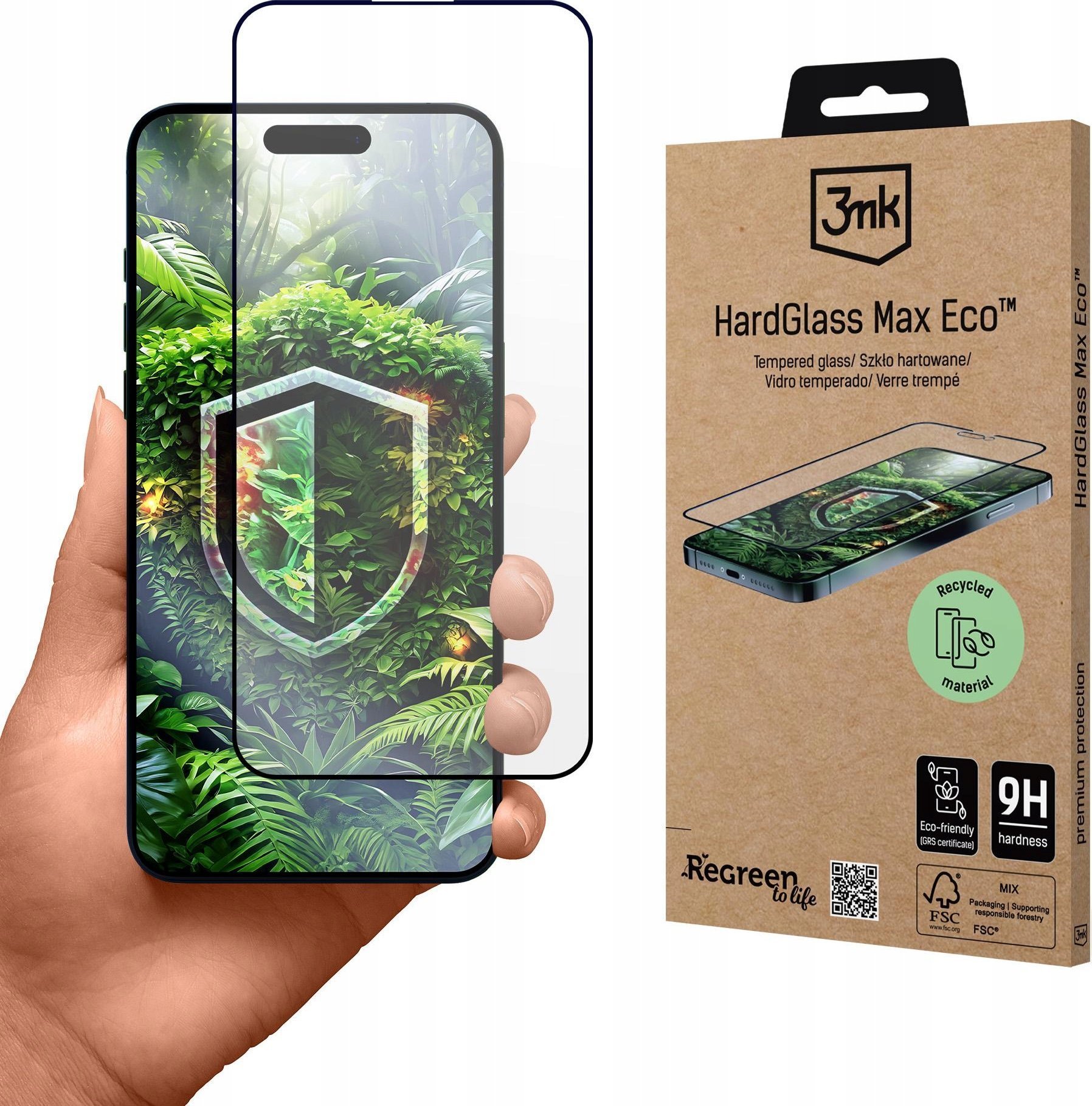 Xham mbrojtes 3MK HardGlass Max Eco, per iPhone 15 Pro, 9H, | Gjirafa50