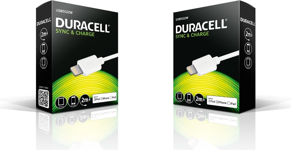 Kabllo Duracell USB-A - Lightning, 2m, e bardhe | Gjirafa50