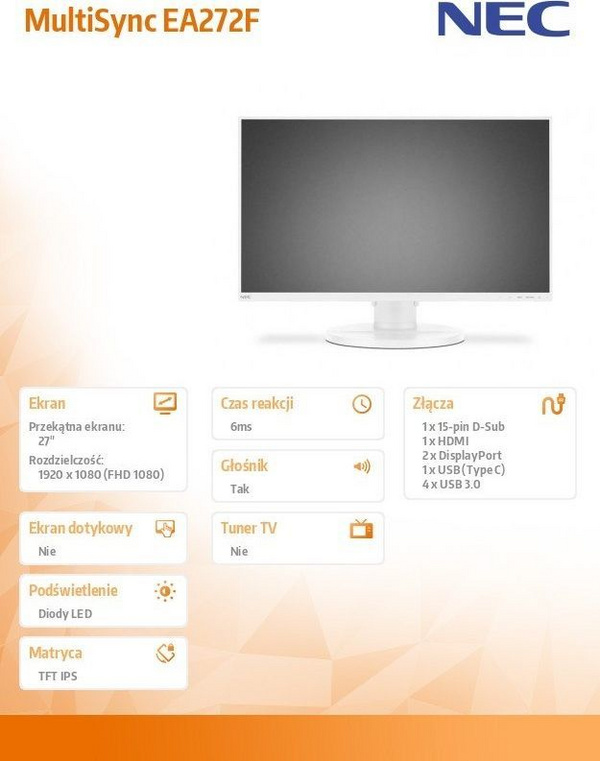 Monitor NEC MultiSync EA272F-WH, 27", Full HD, i bardhe | Gjirafa50